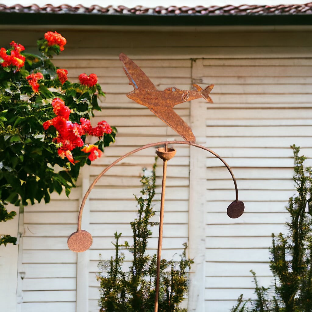Wind Rocker Plane | Balancing Metal Plane Stake | Spitfire Garden Gift ...