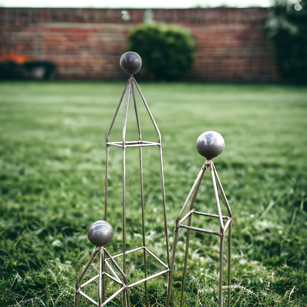 Obelisk with Ball Finial Plant Support | Fig and Rose